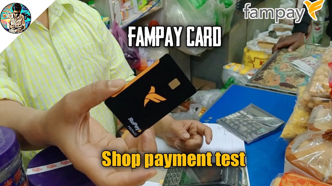 using fampay card at shop. famcard grocery store shopping. famcard test ...