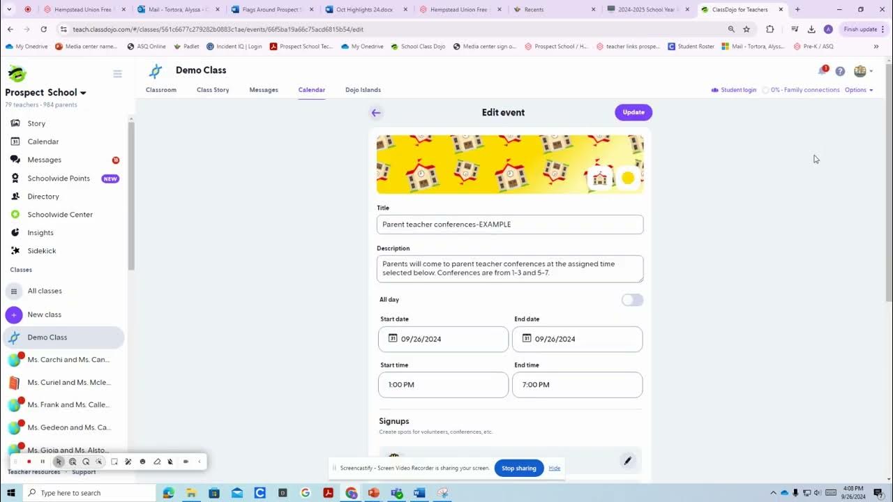 How to set up Parent teacher conferences in Class Dojo - YouTube