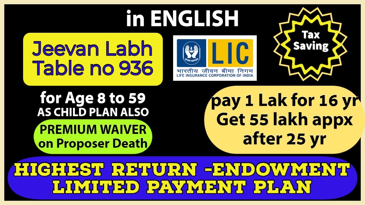 JEEVAN LABH,JEEVAN LABH TABLE NO 936- (ENGLISH Language) - YouTube