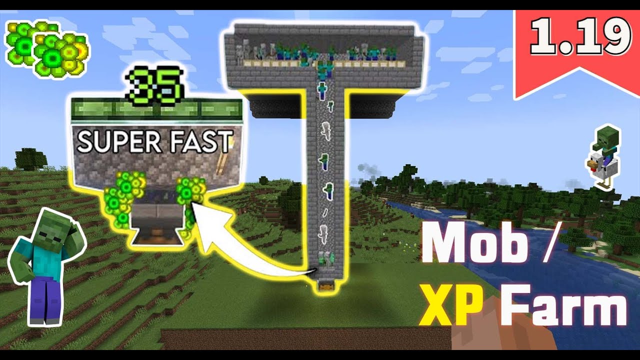 Minecraft- Easy Mob Xp Farm 0-35 in second | 100% Working 1.19+ Better ...