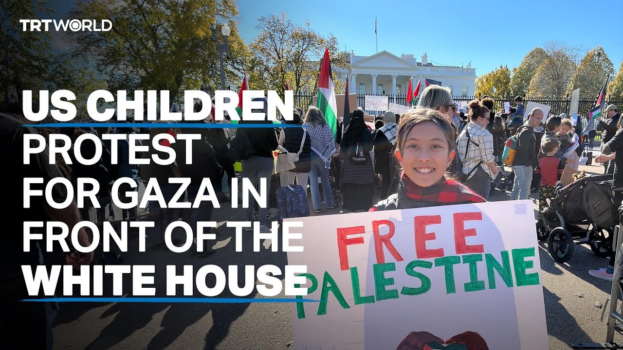 US children protest for Gaza in front of the White House - YouTube