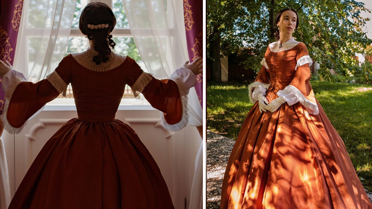 Bringing history to life: 1858 day dress - YouTube