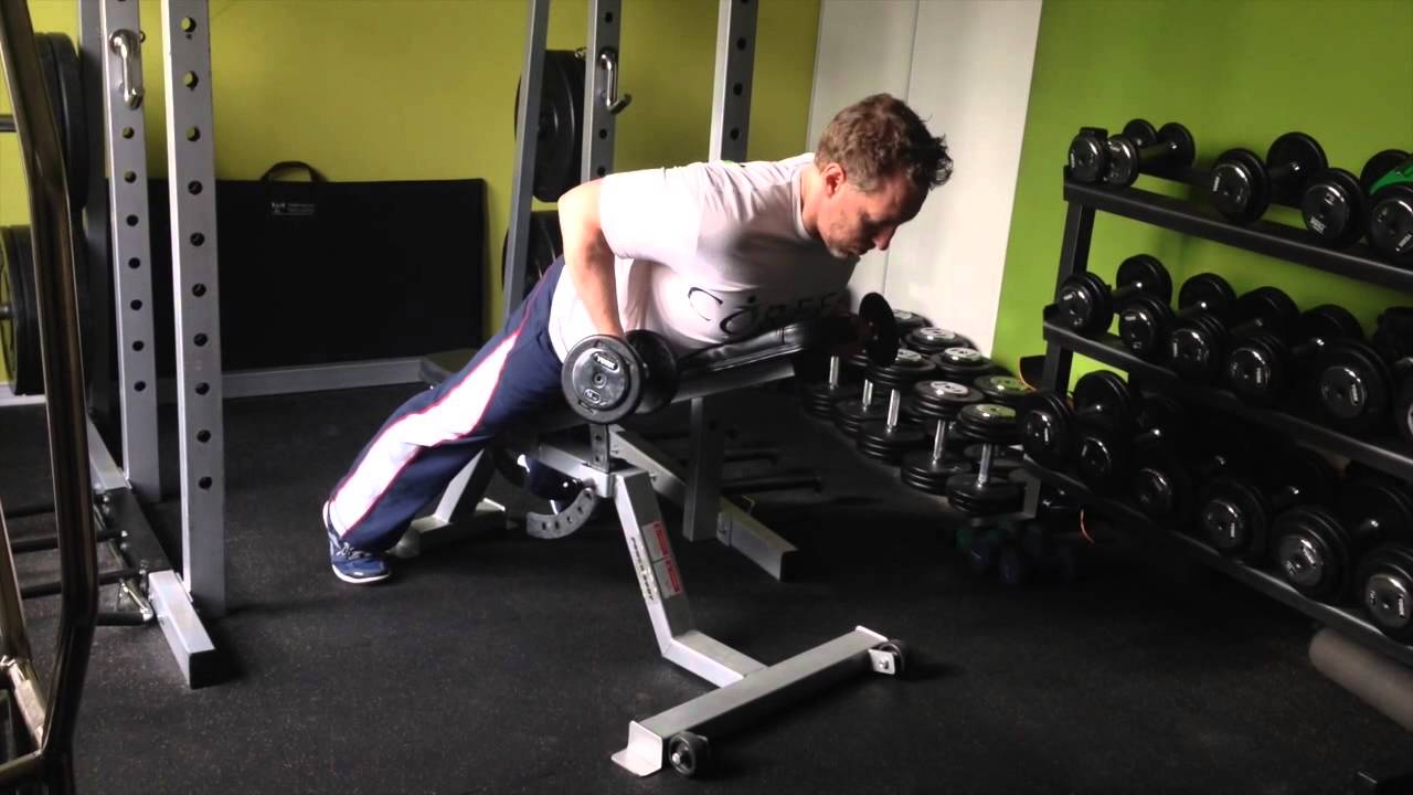 Dumbbell Rows on Incline Bench Supinated Grip - YouTube