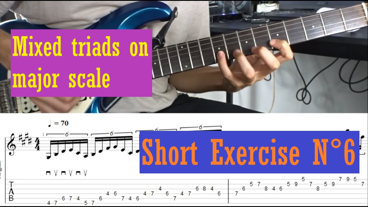 Short Guitar Exercise N°6 (Mixed triads on major scale) - YouTube