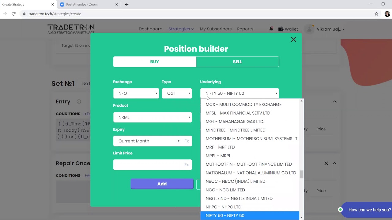 Tradetron keywords to create Option Strategy - YouTube