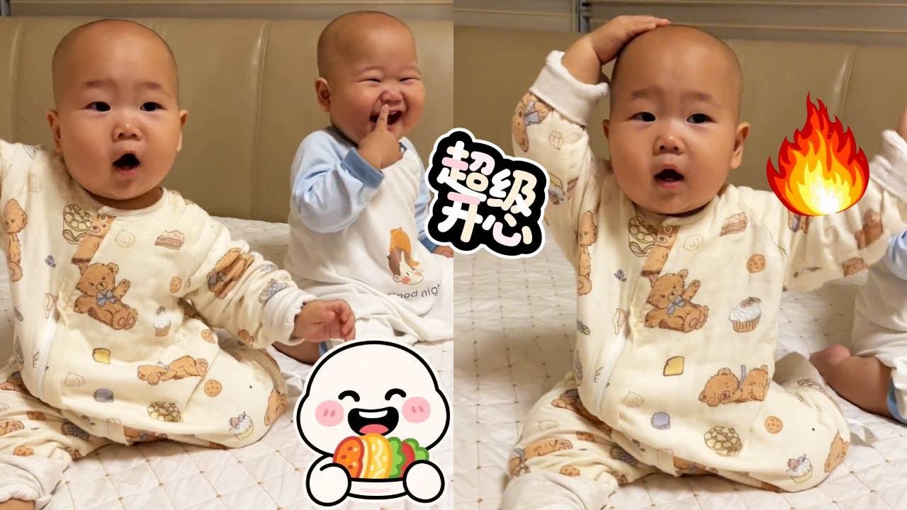 超萌双胞胎】萌娃莫名兴奋到狂拍自己脑袋，妈妈笑到镜头抖：“这快乐来得太突然，脑瓜子嗡嗡的吧！” - YouTube