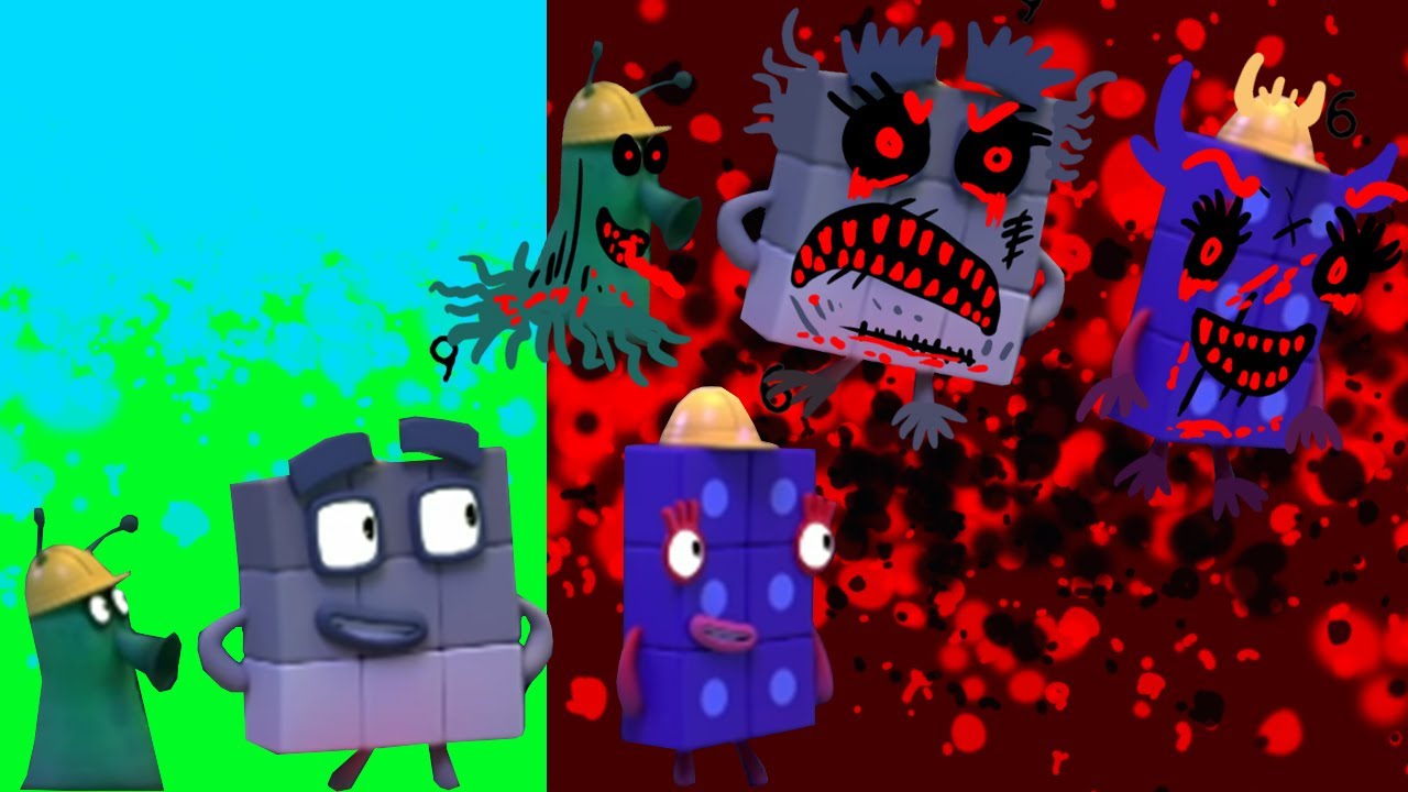 Numberblocks 9 6 alien as horror version - YouTube
