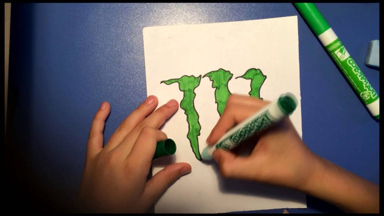 How to draw Monster Energy logo - YouTube