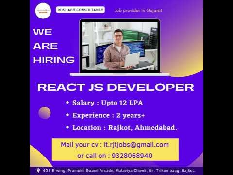 React JS Developer job for rajkot l apply now - YouTube