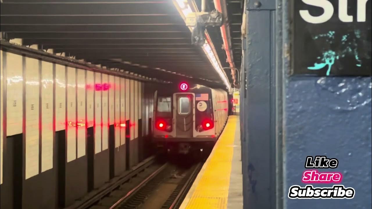 Downtown R160A, R160B (Half Cuomo), and R160B Siemens (E) trains at 50th Street-8th Avenue ...