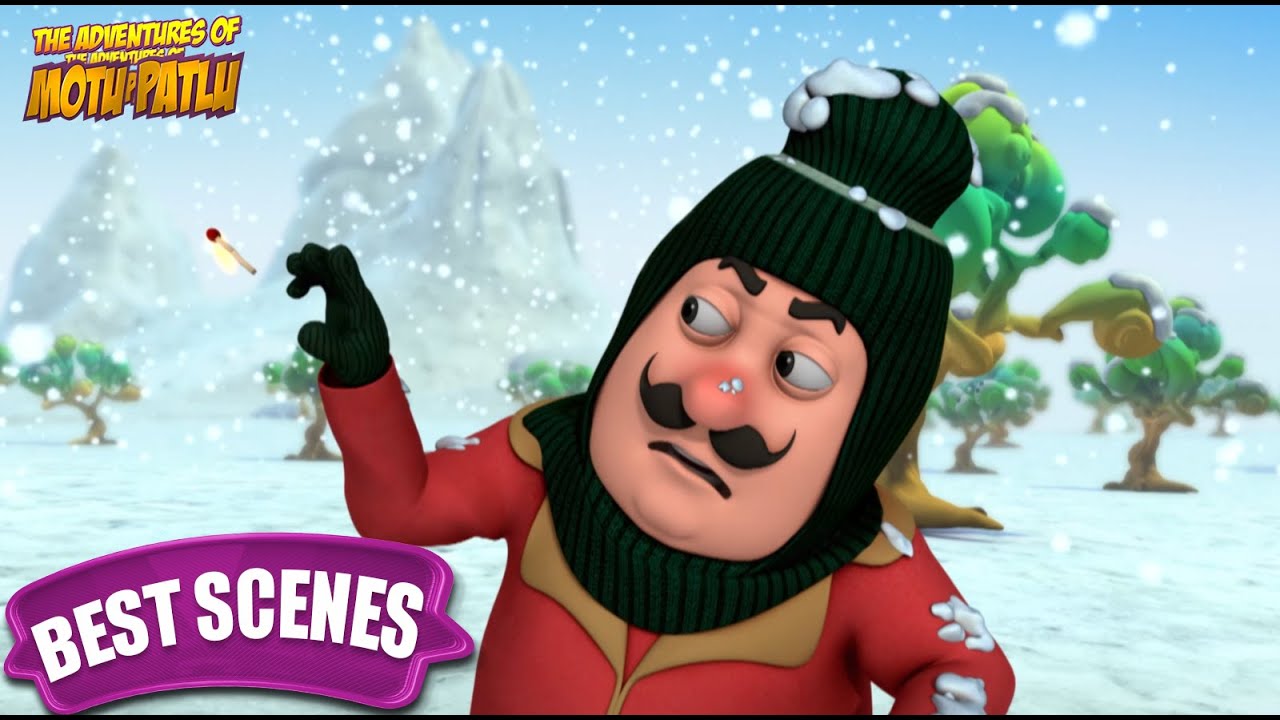 Motu and the Snow fall Adventure | Motu Patlu Best Scene | Cartoon for ...