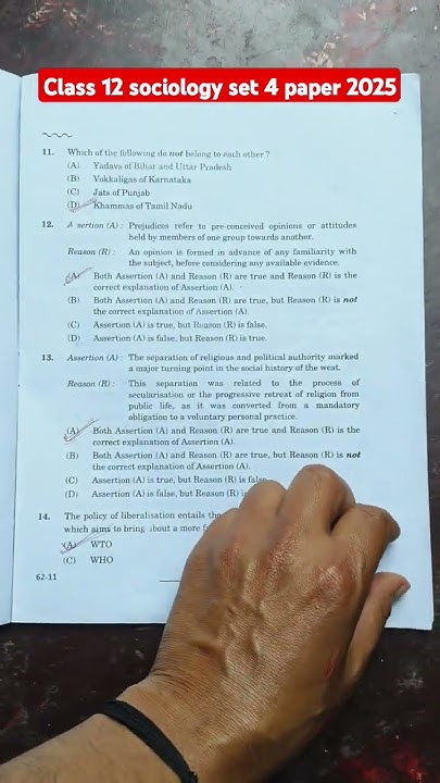 Cbse class 12 sociology set 4 paper answer key 27/03/2025 / sociology set 4 solution 2025 class ...