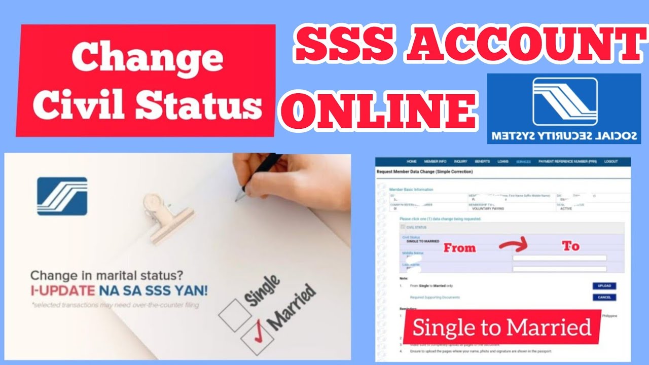 PAANO MAGPALIT NG CIVIL STATUS SA SSS ONLINE | SSS CHANGE CIVIL STATUS ...