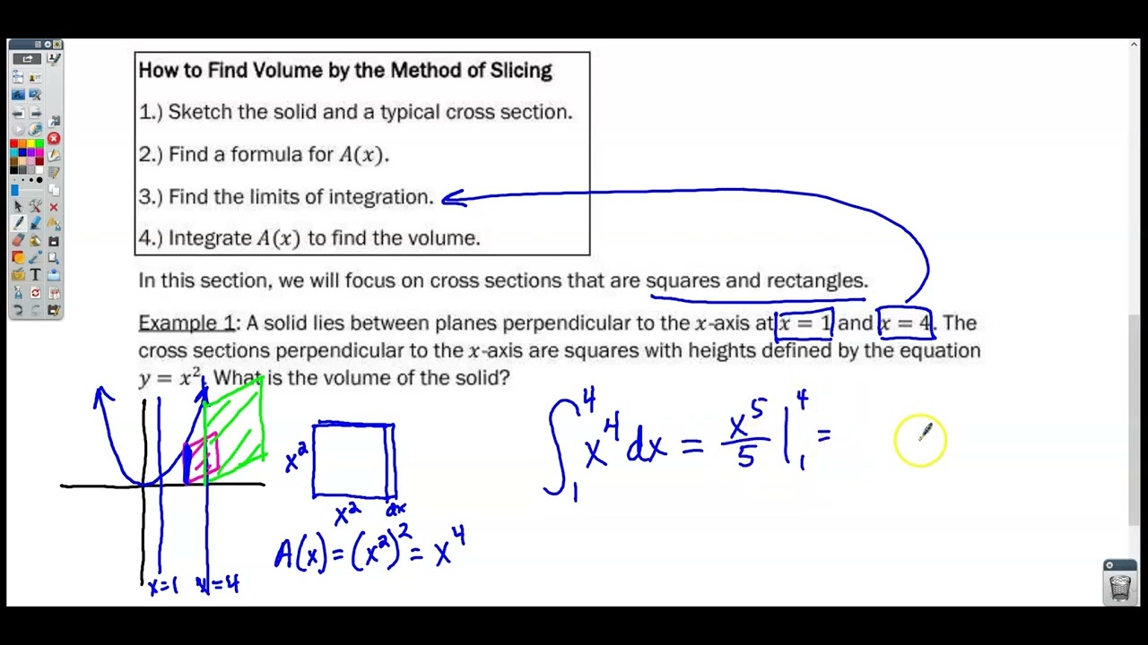 Section 8-7 Video 1- Volumes with Cross Sections- Squares and ...