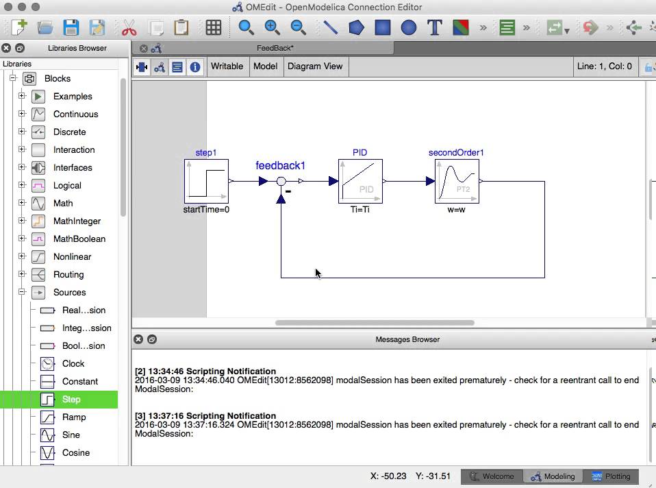 Simulate a feedback control system in OpenModelica - YouTube