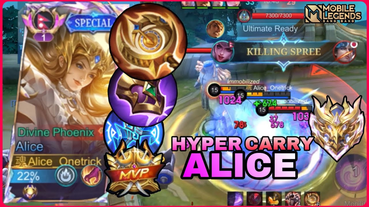 How To Hyper Carry Alice Vs Yu Zhong EXP Lane | Best Alice Build And ...