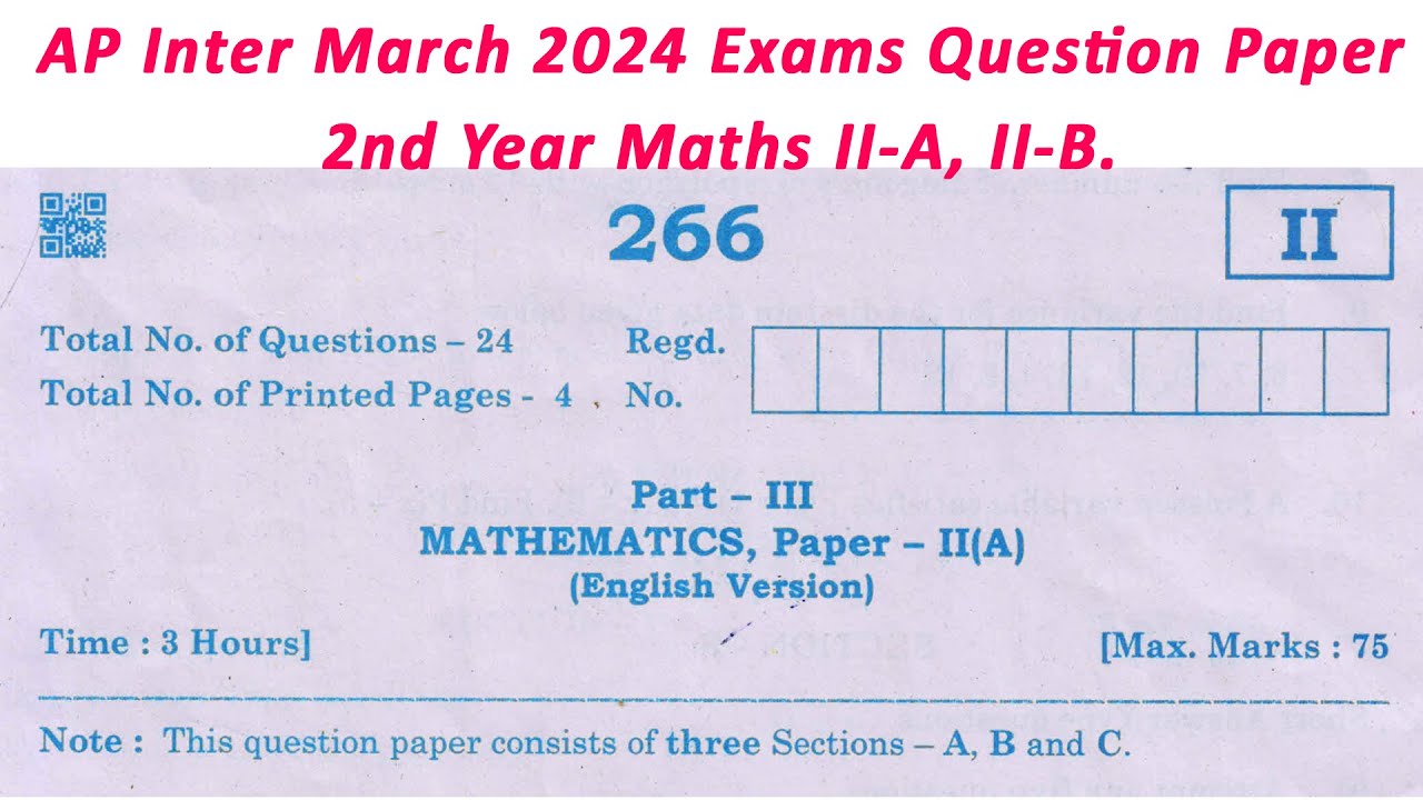 AP Inter 2n year Maths Model Papers IA, IIA March 2024 | https://youtu ...