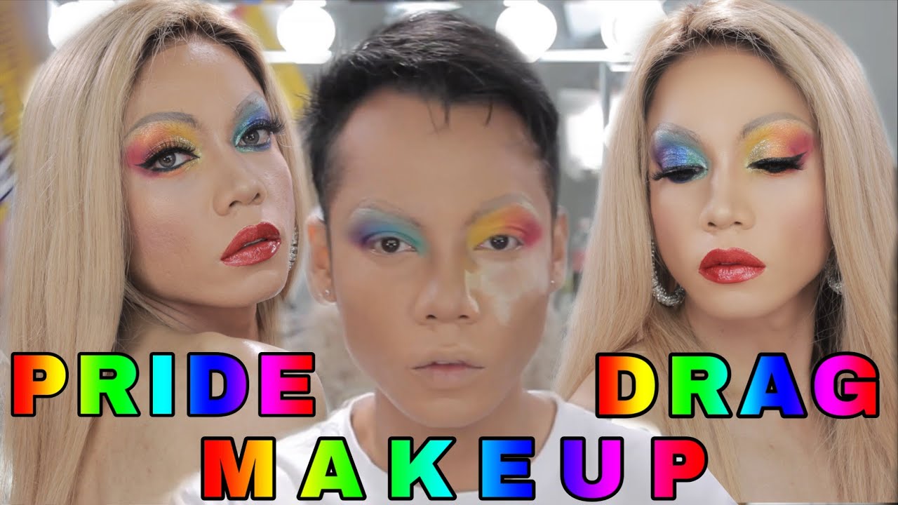 Drag transformation Pride Rainbow Makeup.....KIKICONIC! - YouTube