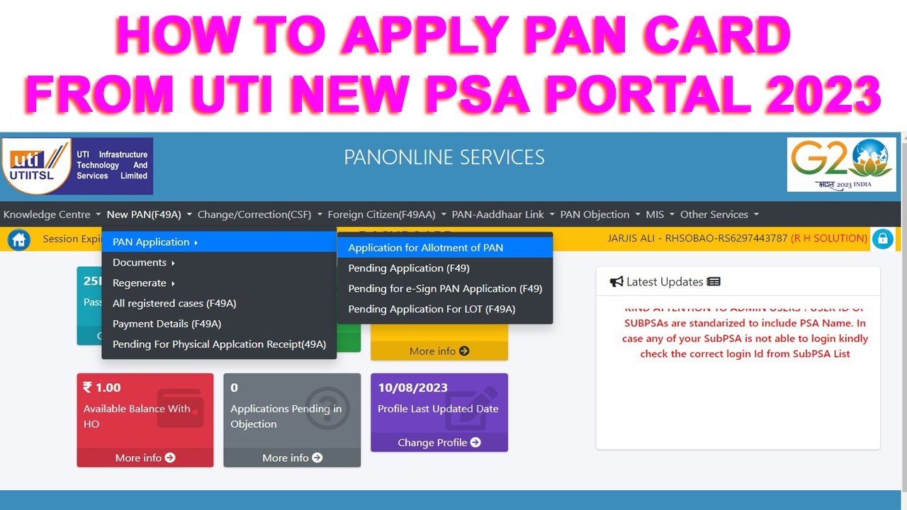 UTI NEW PSA PAN CARD APPLY FULL PROCESS NEW PORTAL 2023 | UTI NEW ...
