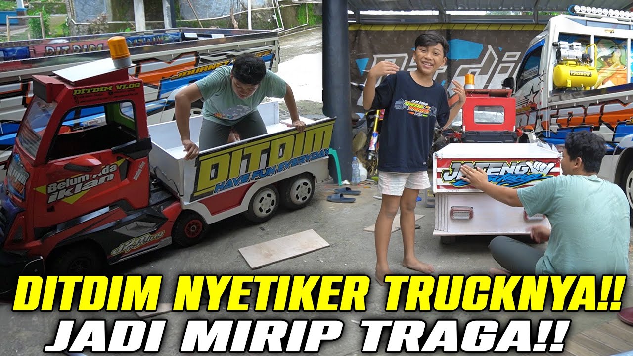 STIKER BAK TRUK DIMAS!! DITDIM PASANG STIKER DI MINI TRAGA DIMAS - YouTube