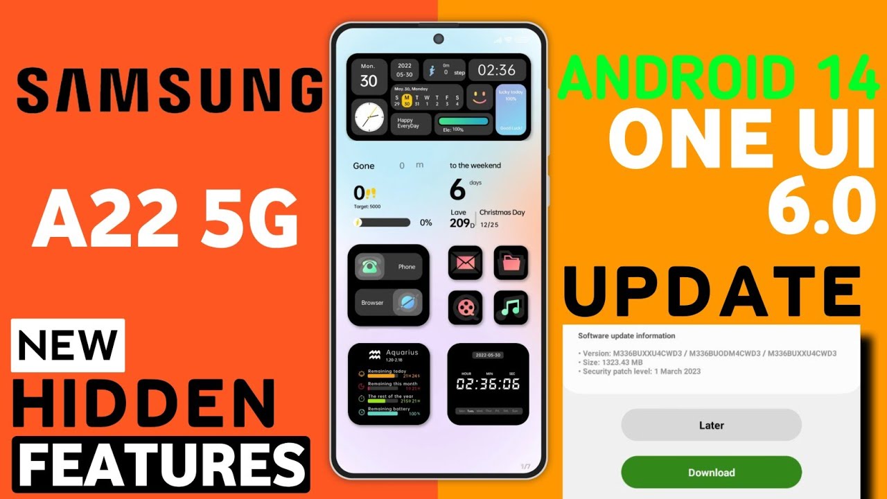 Samsung A22 5G OneUI 6.0 Android 14 Update🔥| What's New Features ...