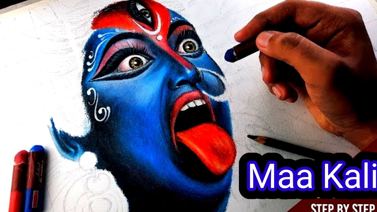 How To Draw Maa Kali Face Step By Step Maa Kali Drawing Easy Step By Step ️🙏 Youtube