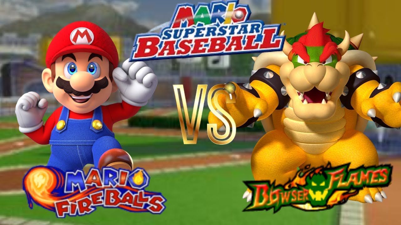 Mario Superstar Baseball - Mario vs Bowser [Peach Gardens] - YouTube