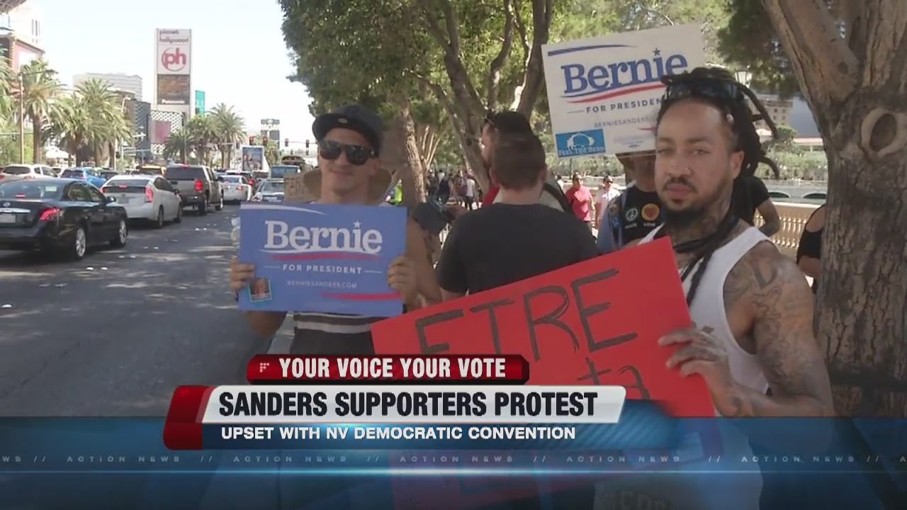 Bernie Sanders supporters hold protest after Nevada Democratic ...
