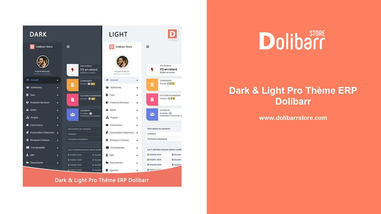 Dark & Light Pro Theme ERP Dolibarr - YouTube
