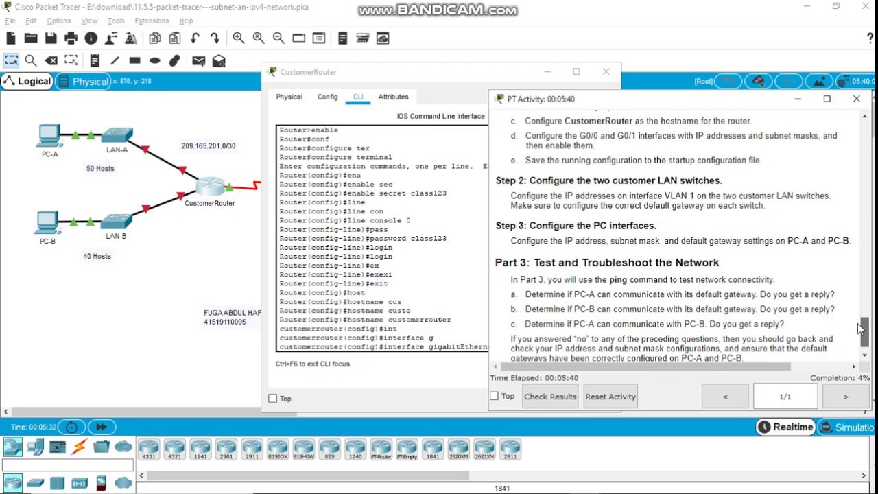 11.5.5 - Packet Tracer - Subnet an IPv4 Network - YouTube