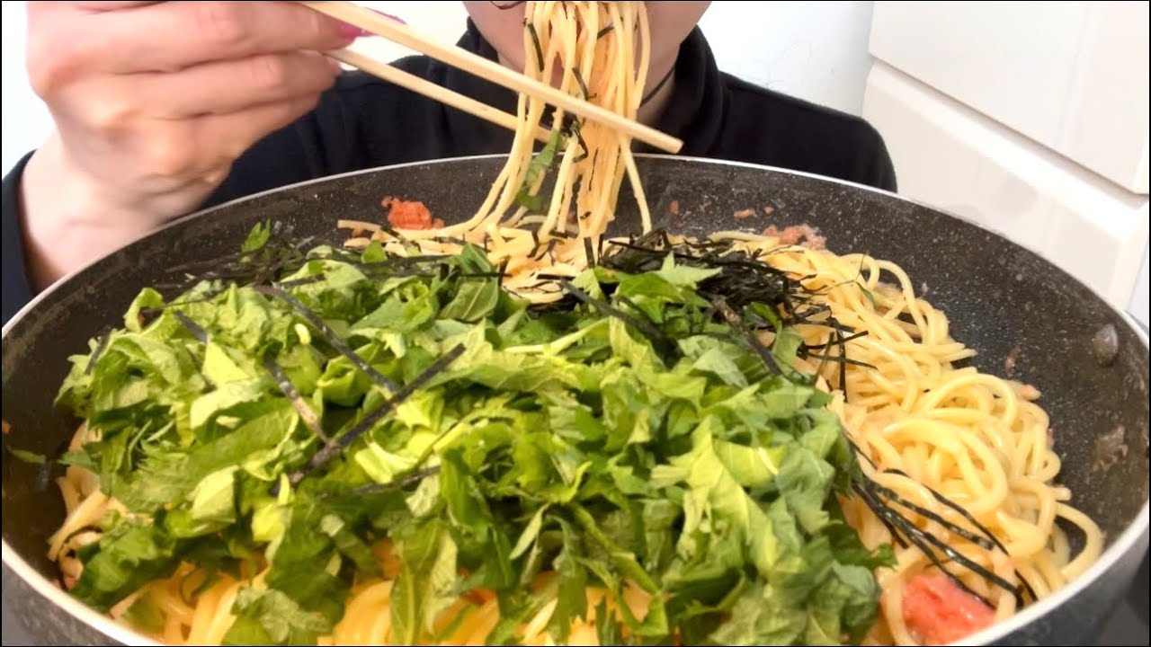 【ASMR】Spicy pollack roe Pasta！めっちゃ美味しく出来ちゃった和風明太子パスタ！ - YouTube