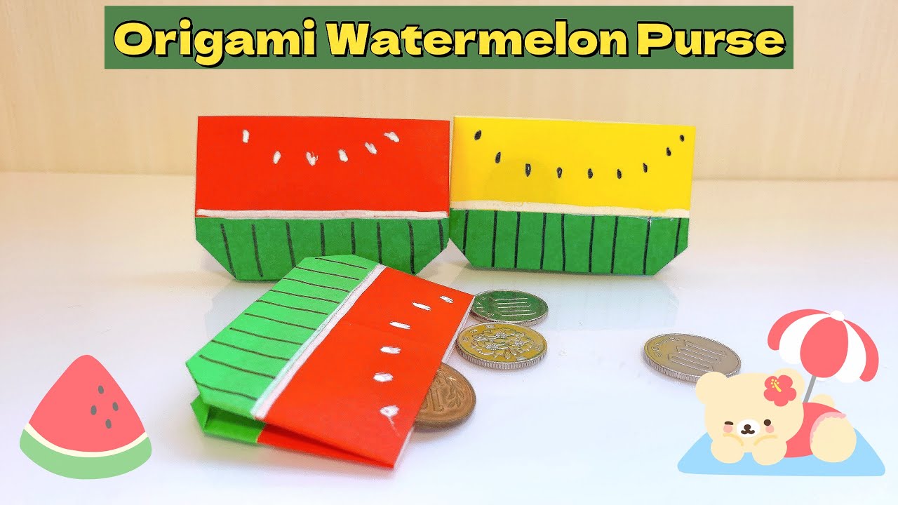 Ep 247 Origami Watermelon Purse Pocket พับกระดาษกระเป๋าตังค์ Suki Japan ...