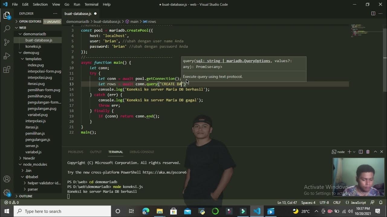 #39 Membuat database dengan MariaDB dan Node js 2 - YouTube