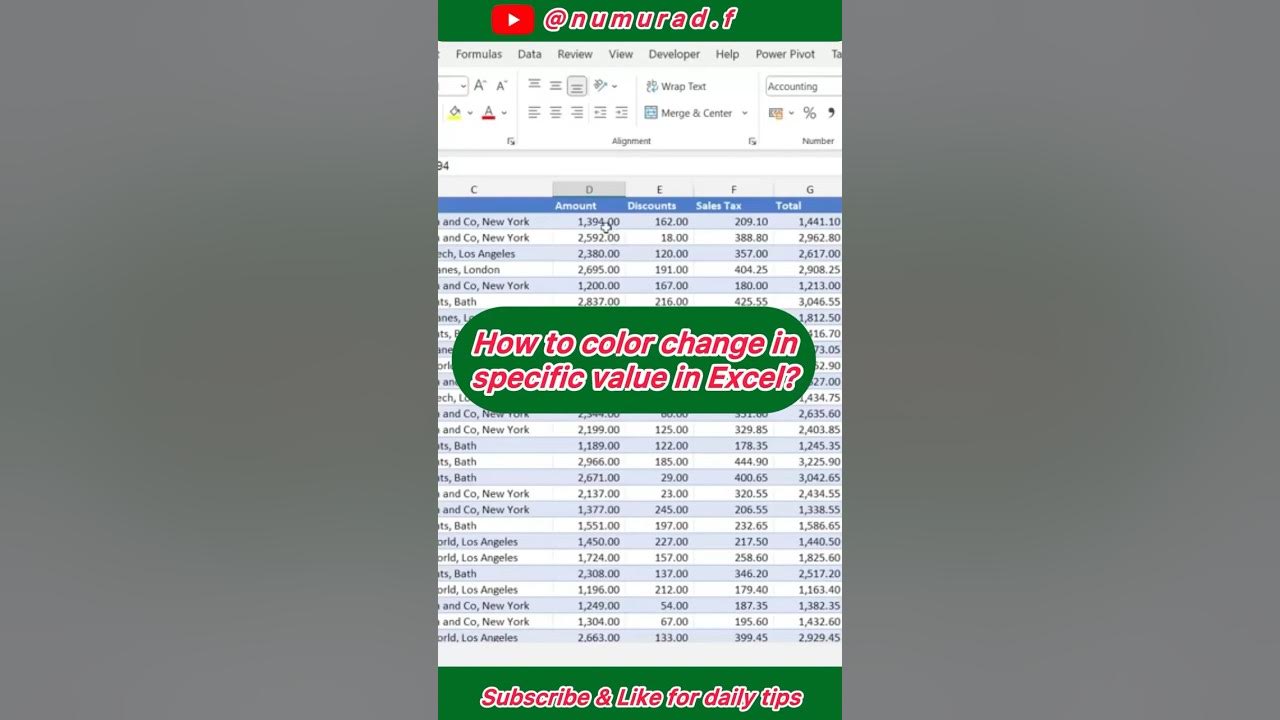 How to color change specific values in Excel? Excel! NU MURAD - YouTube