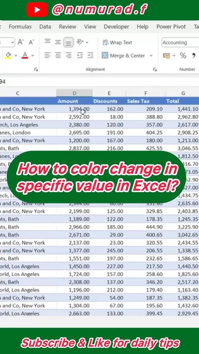 How to color change specific values in Excel? Excel! NU MURAD - YouTube