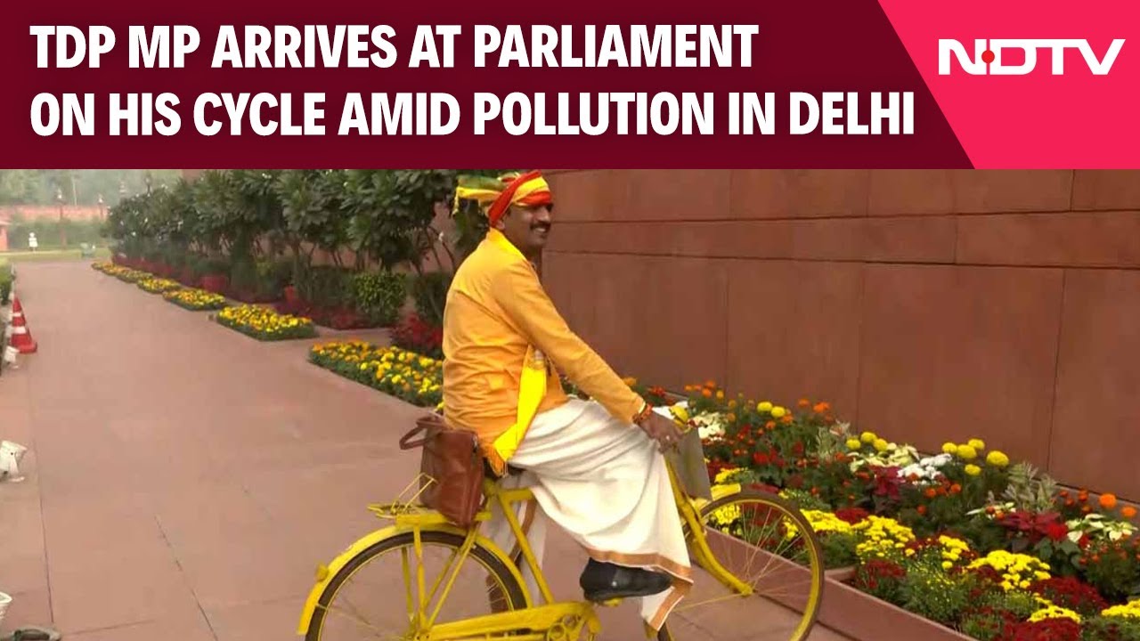 Parliament Session: TDP MP Arrives At Parliament On His Cycle Amid ...
