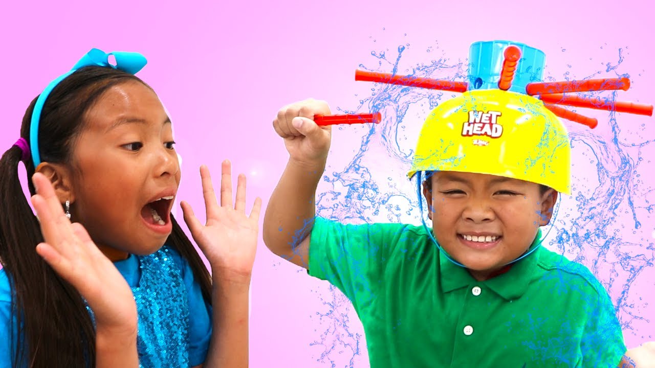 Wendy, Liam, Alex RETO Cabeza Mojada | Wet Head Challenge | Juguetes ...