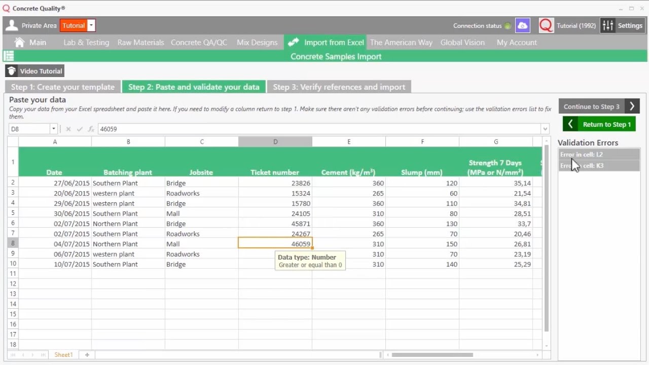 Import from Excel Tutorial: Concrete Samples - YouTube
