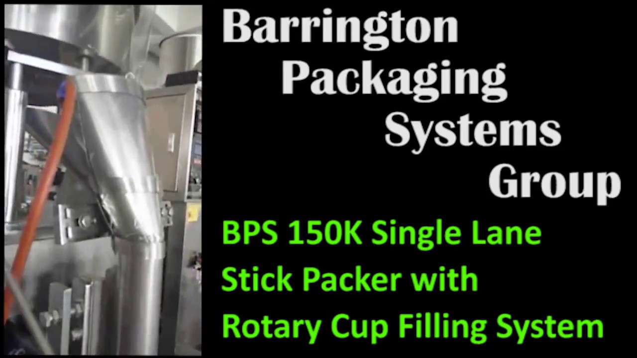 BPS 150K Single Lane VFFS Stick Packer w Rotary Cup Filling - YouTube