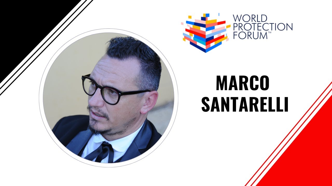 Marco Santarelli on the stage of the 6th World Protection Forum Annual ...