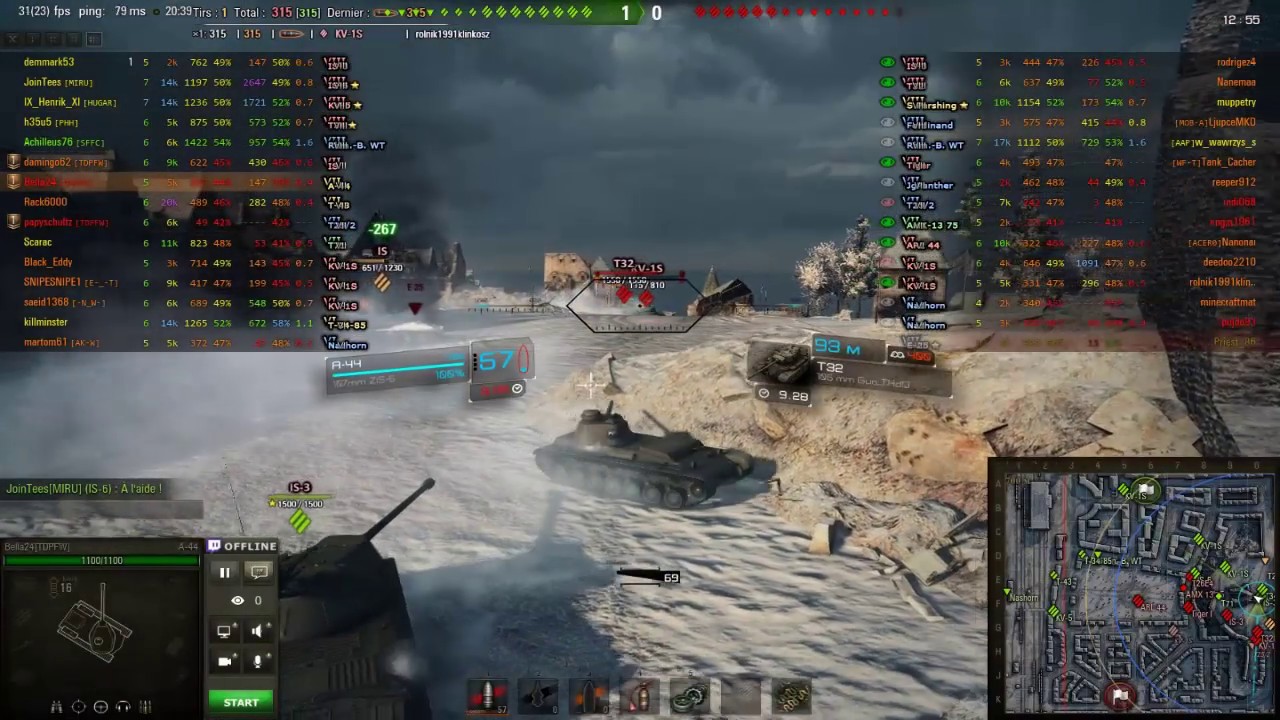 World of tanks A44 le saut de l'ange le Whip - YouTube