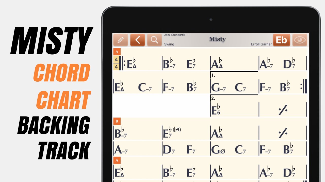 Misty - Swing Backing Track Eb major 70 BPM - Songistic App - YouTube