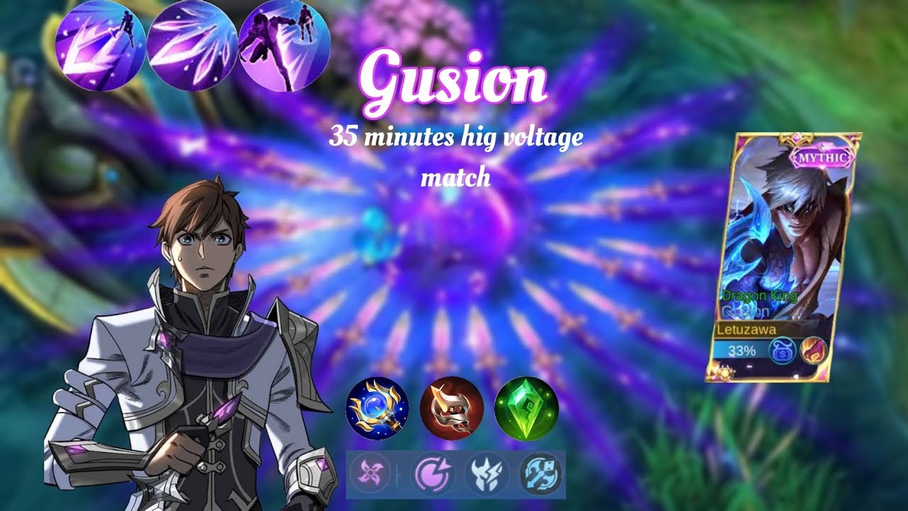 gusion~35 minutes long and high voltage match ~ gusion epic skin - YouTube