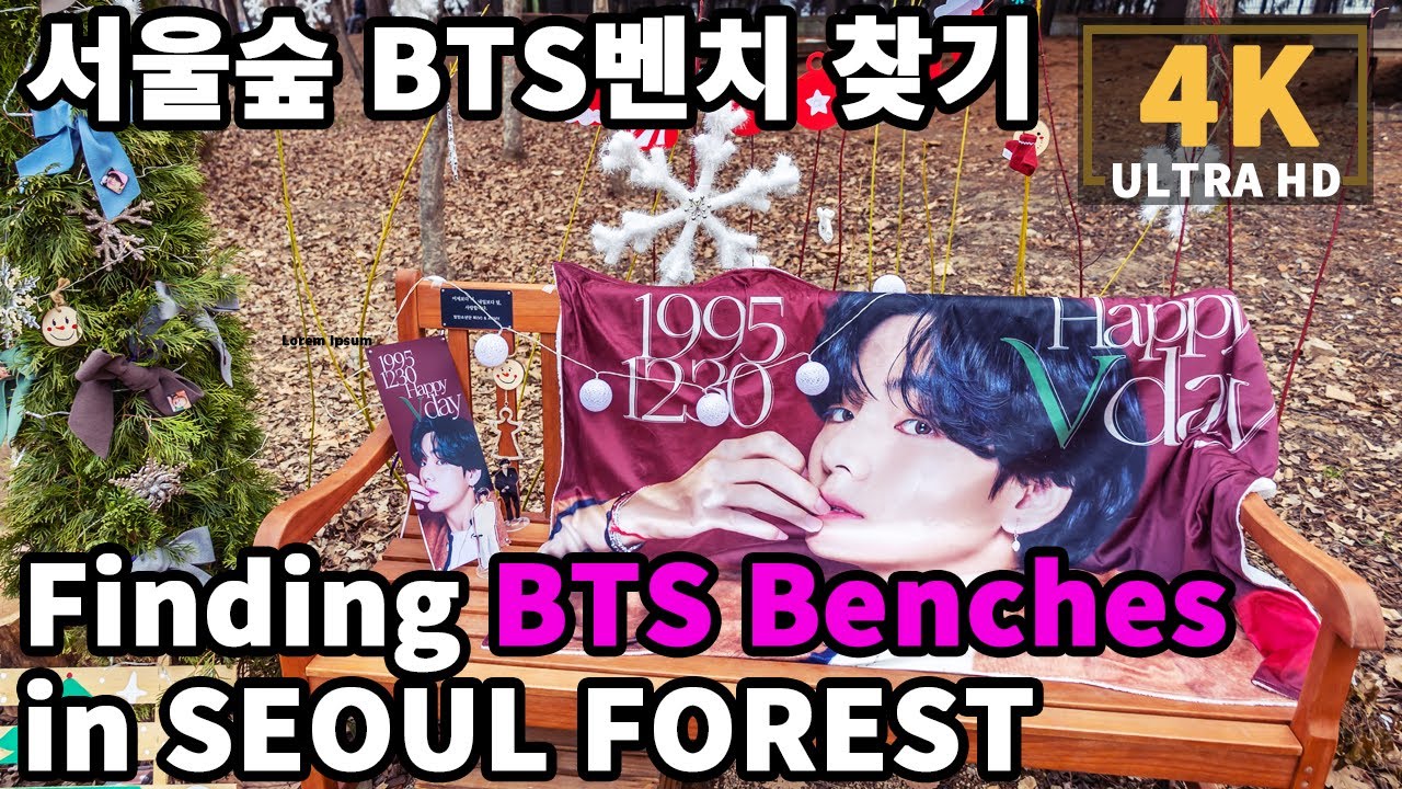 [4K] Finding your bias BTS member's benches in Seoul Forest + V's ...