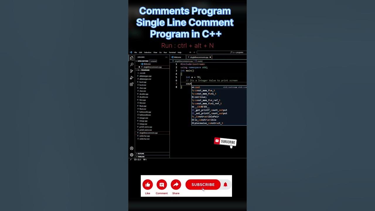 Single Line Comment program in C++ | #shorts #youtube #ytshorts # ...