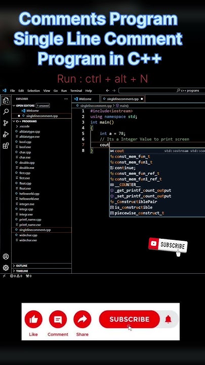 Single Line Comment program in C++ | #shorts #youtube #ytshorts # ...