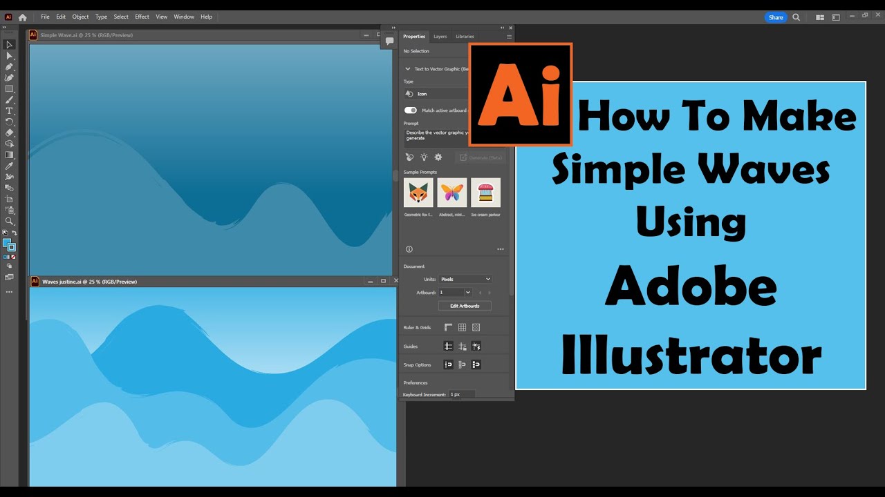 How To Make Simple Waves Using Adobe Illustrator - YouTube
