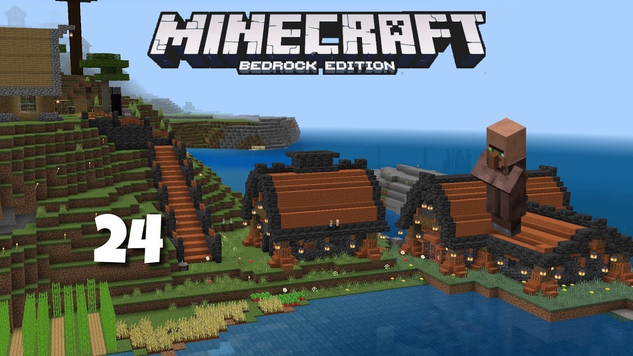Minecraft Bedrock Lets play episode 24 || getting villagers to trading ...