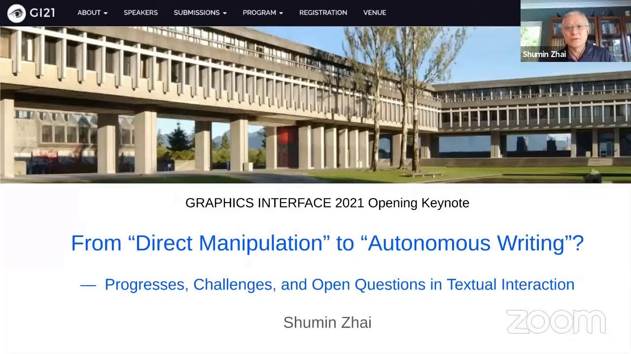 GI 2021: Shumin Zhai (Keynote) - YouTube