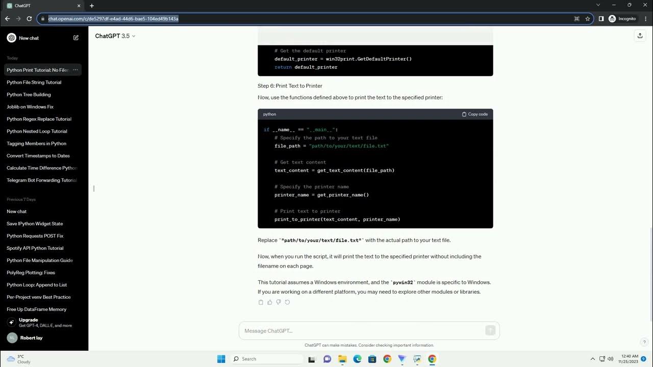 How to print text to printer in Python without having filename printed on first or each pages ...